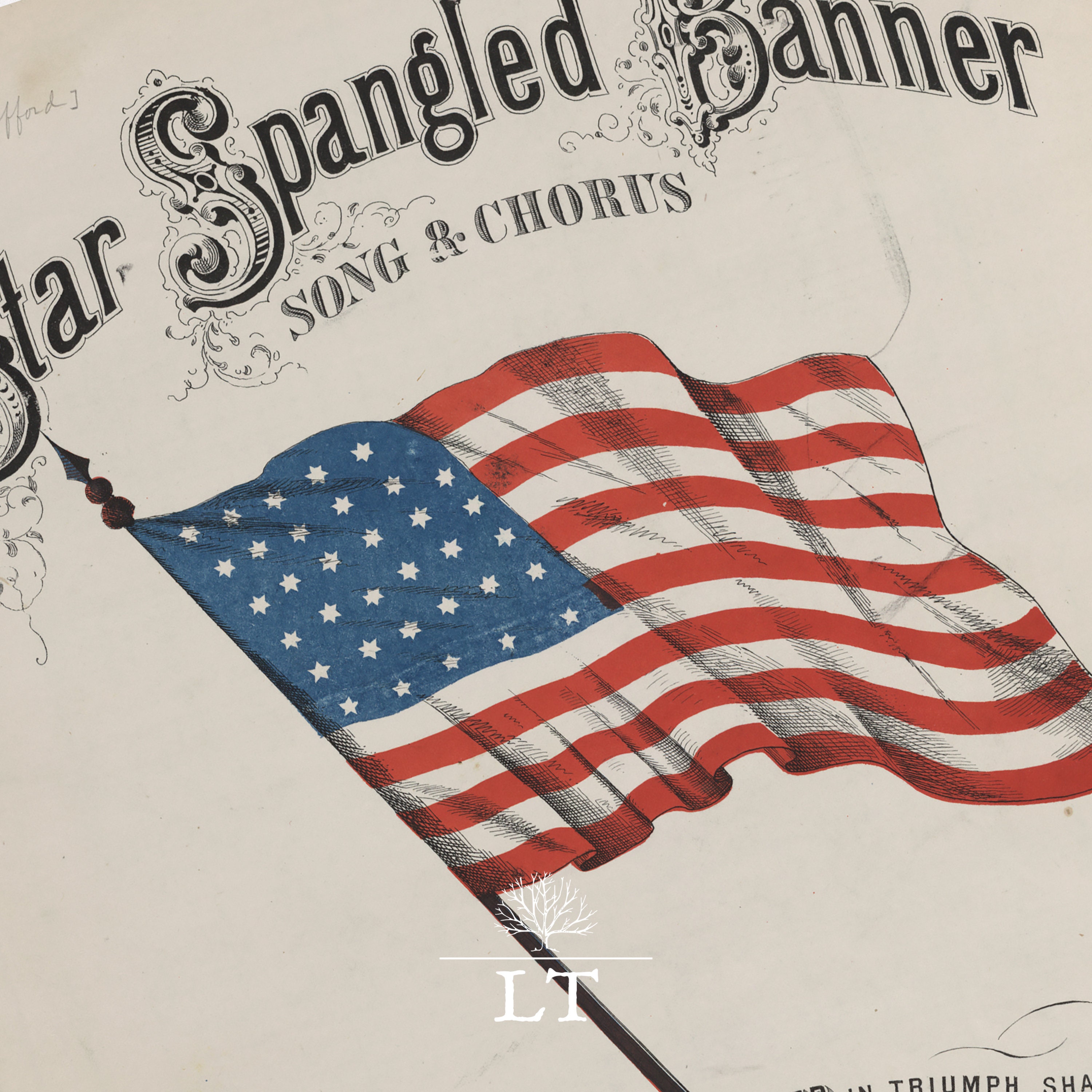 Natural Vintage Star Spangled Banner Print for Patriotic Wall Decor ...