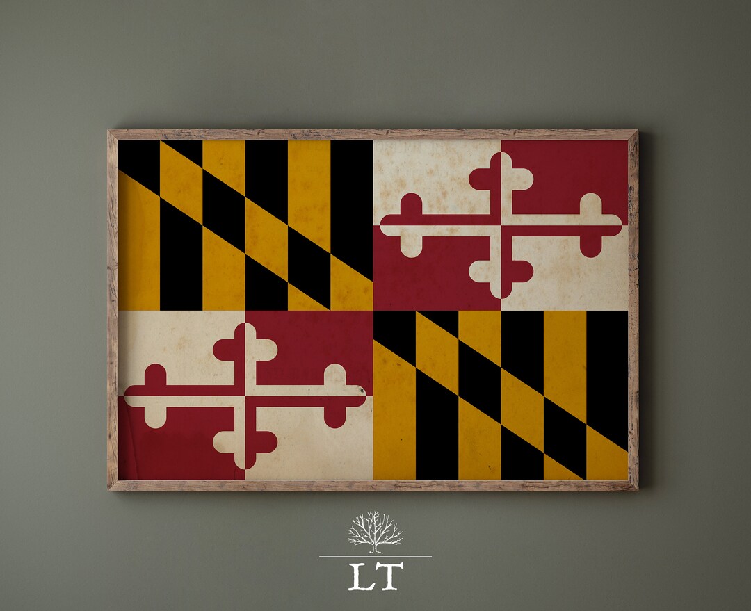 Maryland State Flag Vintage druckbare Kunst, Maryland State Flag Print ...