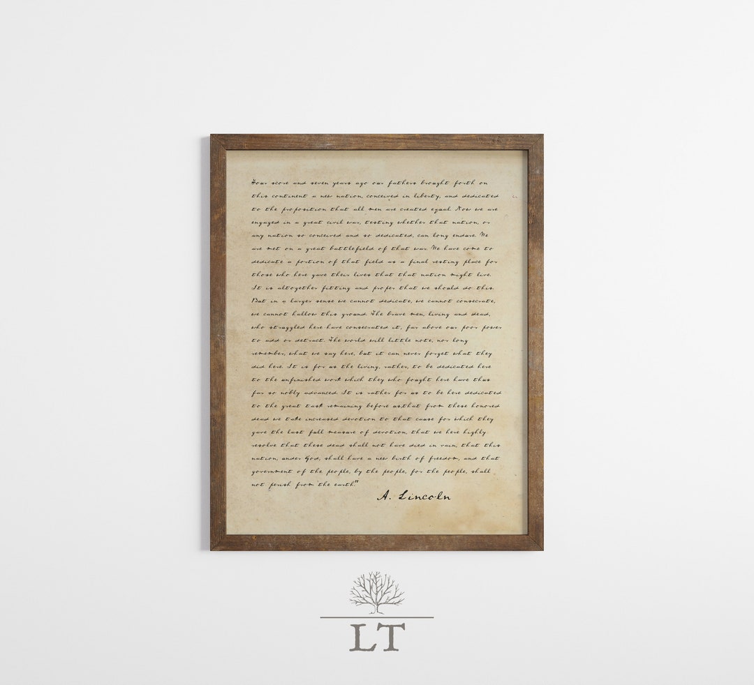 Vintage Gettysburg Address in Abraham Lincolns Handwriting, Gettysburg ...