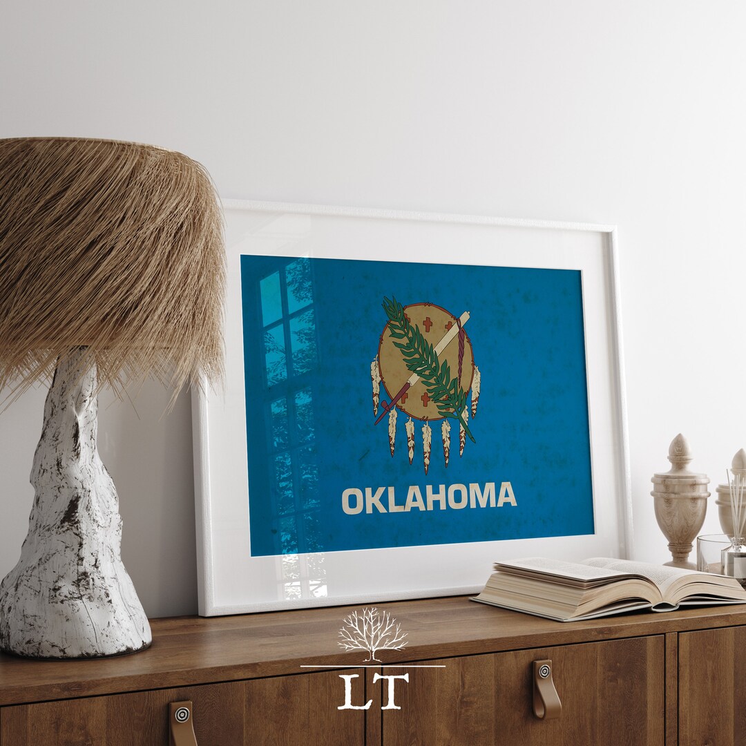 Vintage Oklahoma State Flag Print, Oklahoma Flag Print, Oklahoma ...