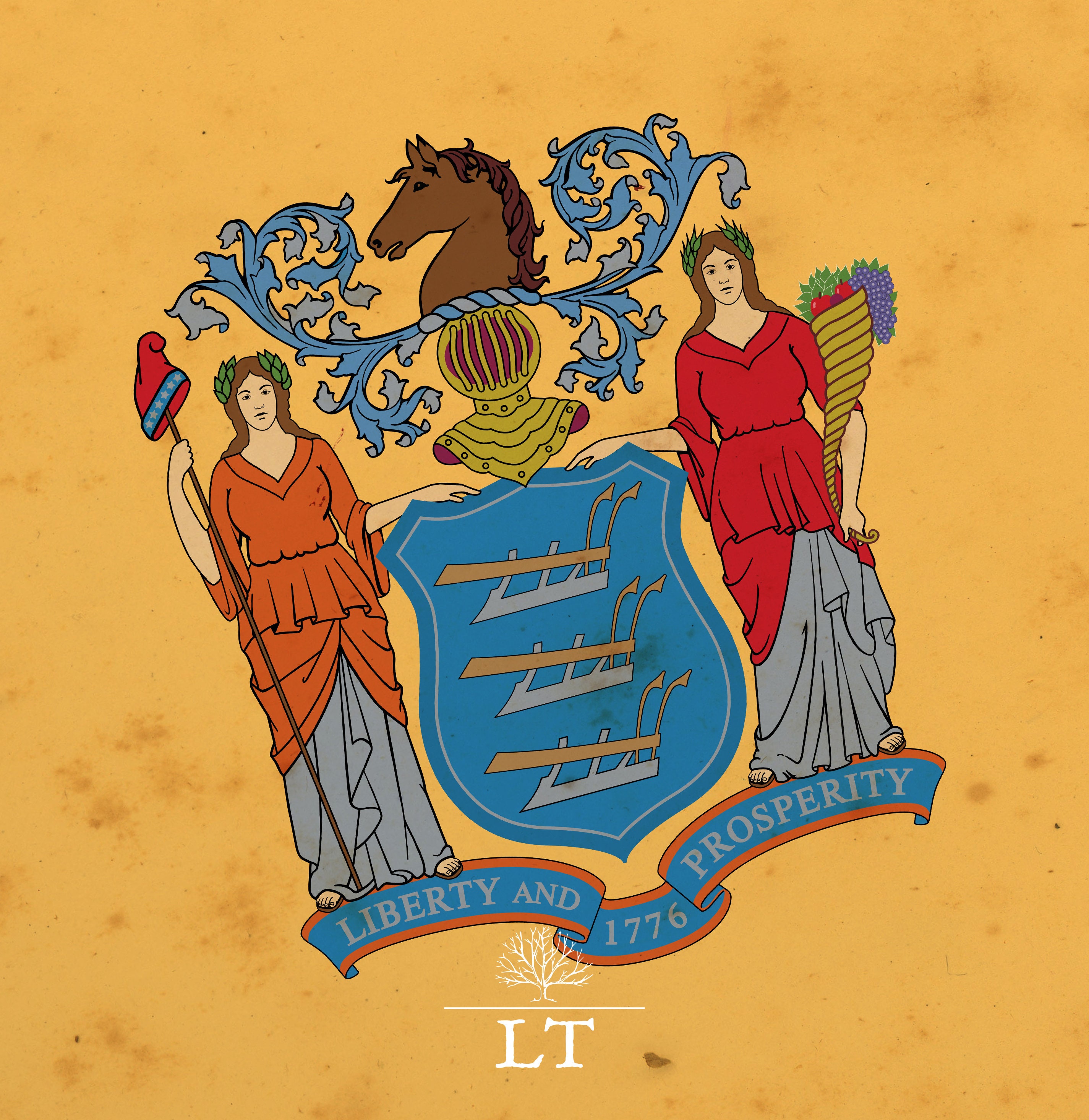 New Jersey State Flag Vintage Printable Art, New Jersey State Flag ...