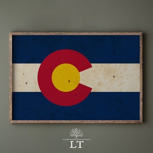 Vintage Colorado State Flag Printable Wall Art, Colorado State Flag ...