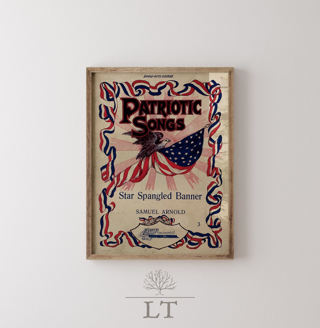 Patriotic Vintage Wall Art for Music Room Printable Patriotic Songs ...
