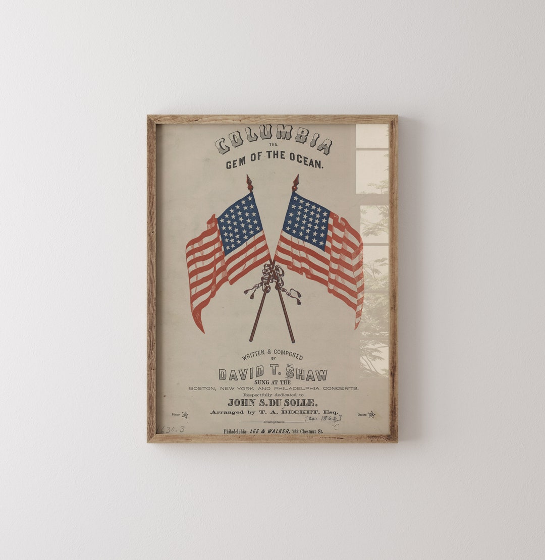 Columbia Sheet Music Cover Page | Vintage Patriotic Art | Americana ...