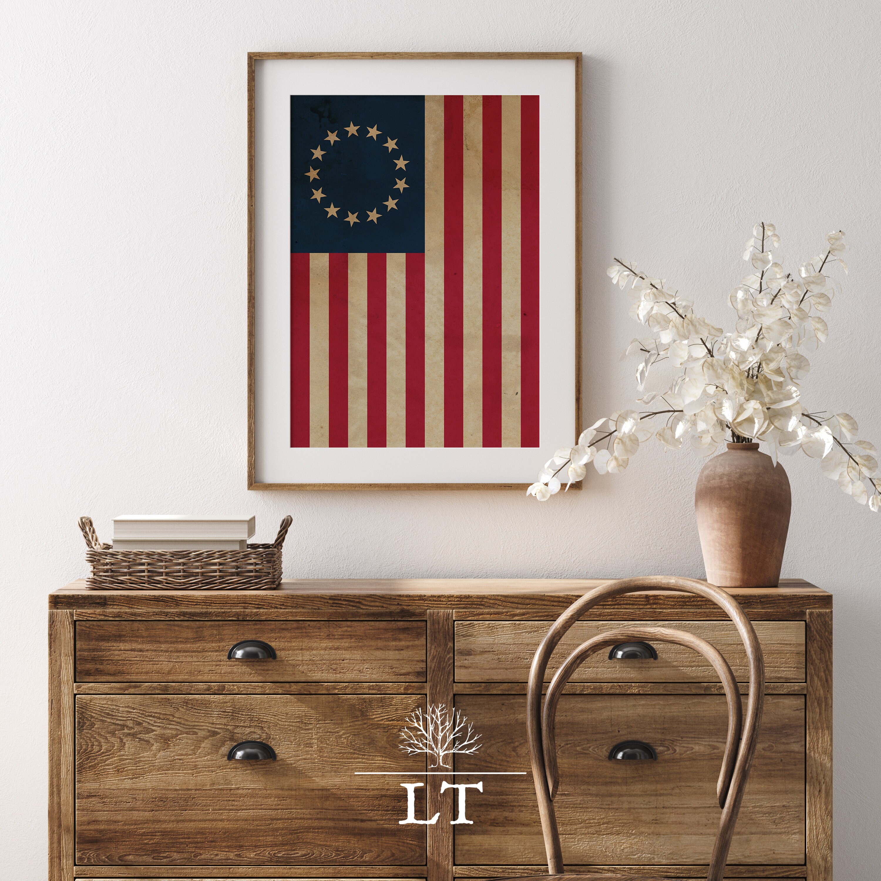 Vintage Betsy Ross Flag Print, Vertical Hanging Betsy Ross Flag ...