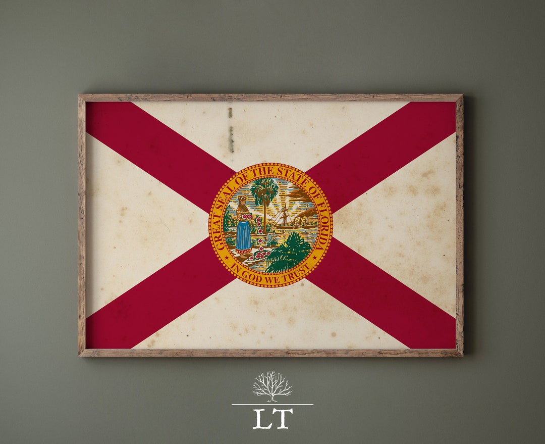 Vintage Florida State Flag Printable Wall Art, Florida State Flag Print ...