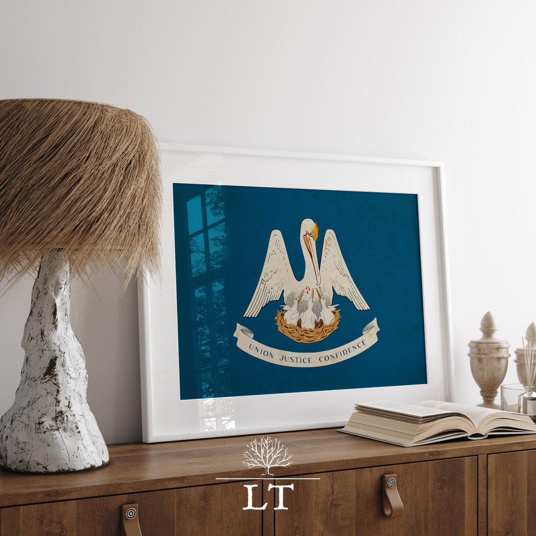 Louisiana State Flag Vintage Printable Art, Louisiana State Flag Print ...