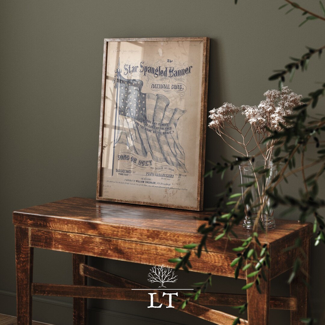 Authentic Vintage USA National Anthem Cover Art Print for Patriotic ...