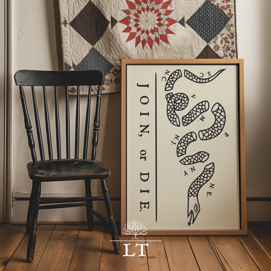 Join or Die Flag Printable, Rattlesnake Flag Print, Unite or Die Flag ...