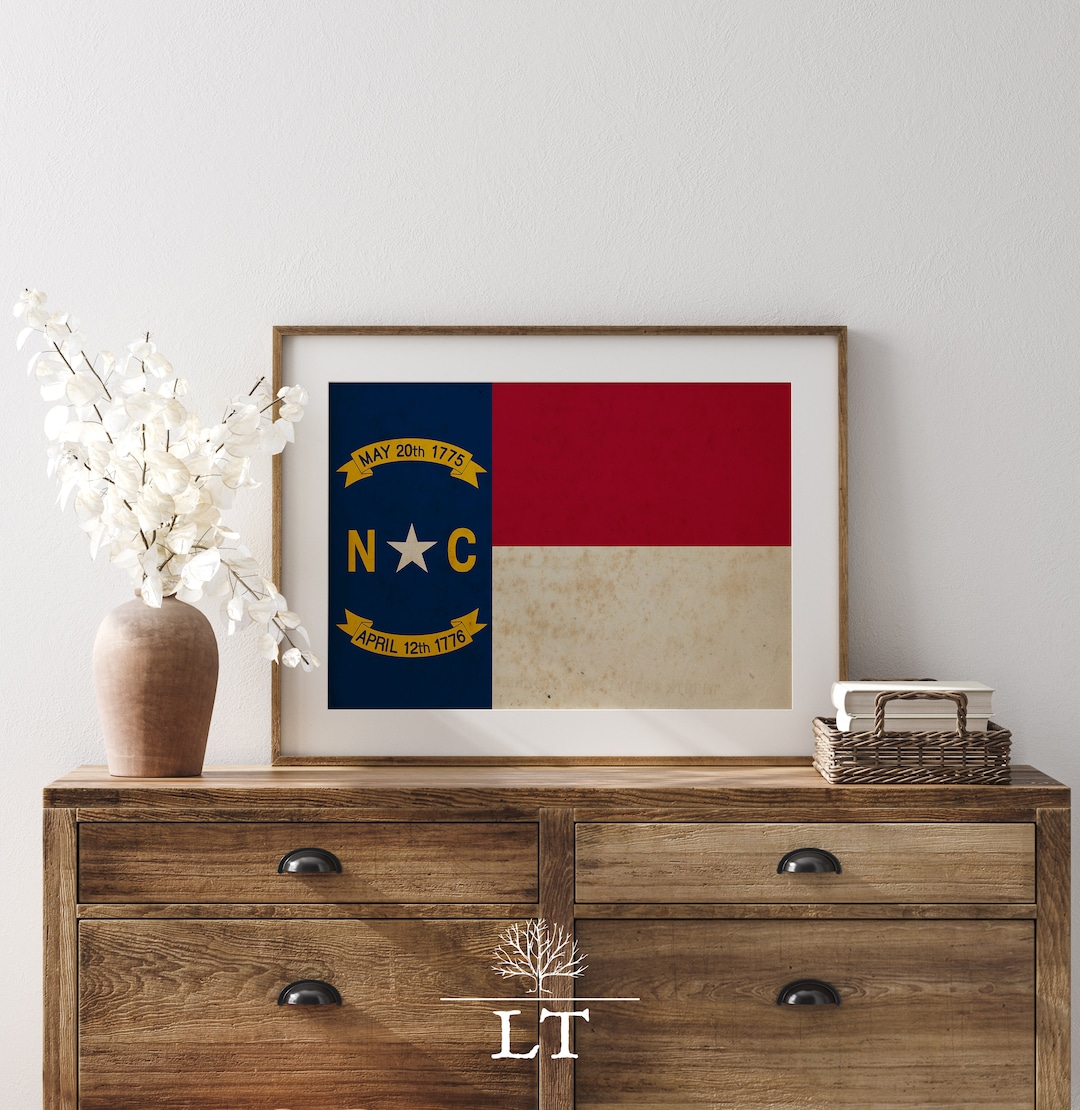 Vintage North Carolina State Flag Print, NC Printable Art - Etsy