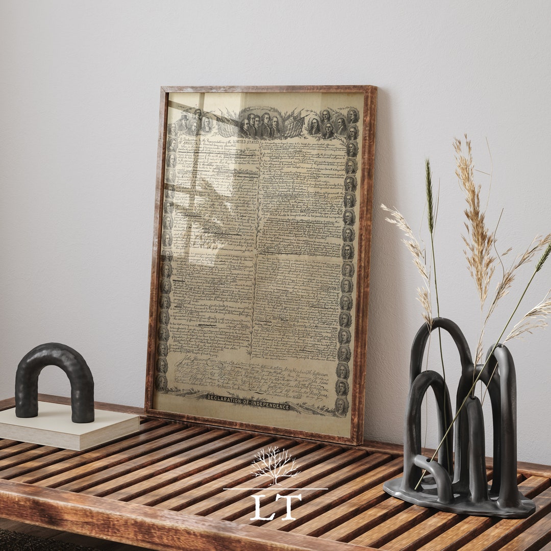 Authentic Vintage Declaration of Independence Historical Art Print ...