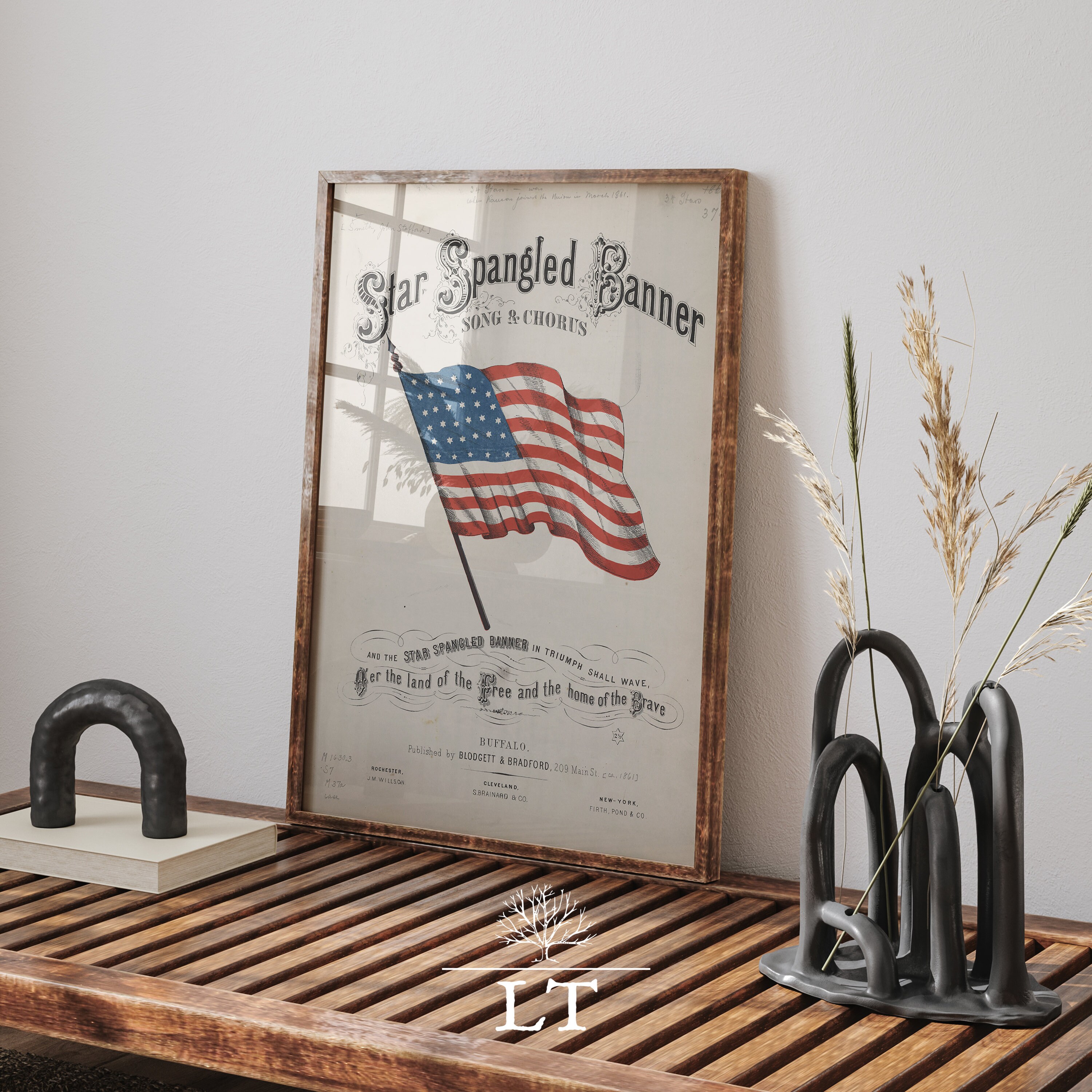 Natural Vintage Star Spangled Banner Print for Patriotic Wall Decor ...