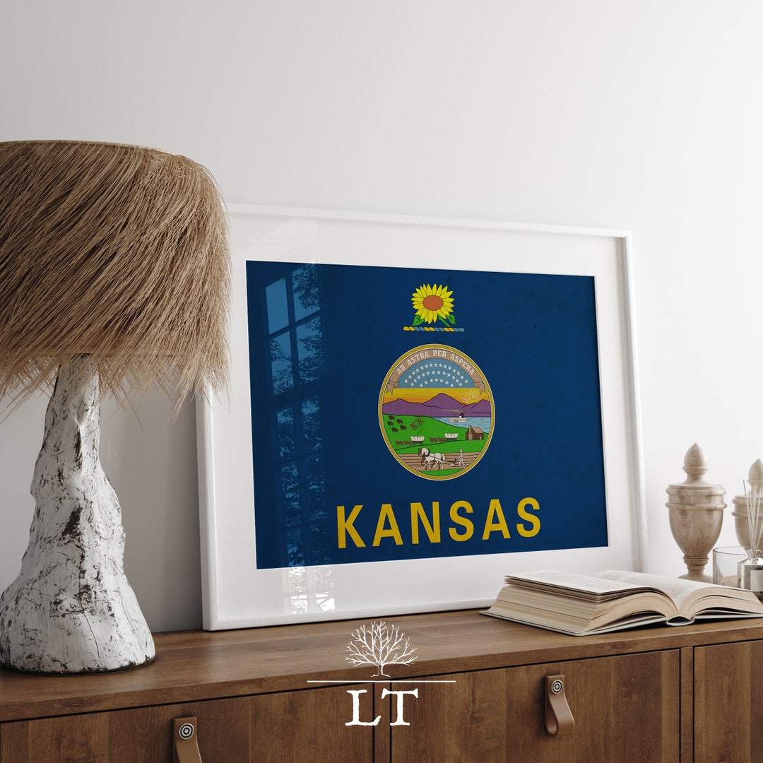 Kansas State Flag Vintage Printable Art, Kansas State Flag Print ...