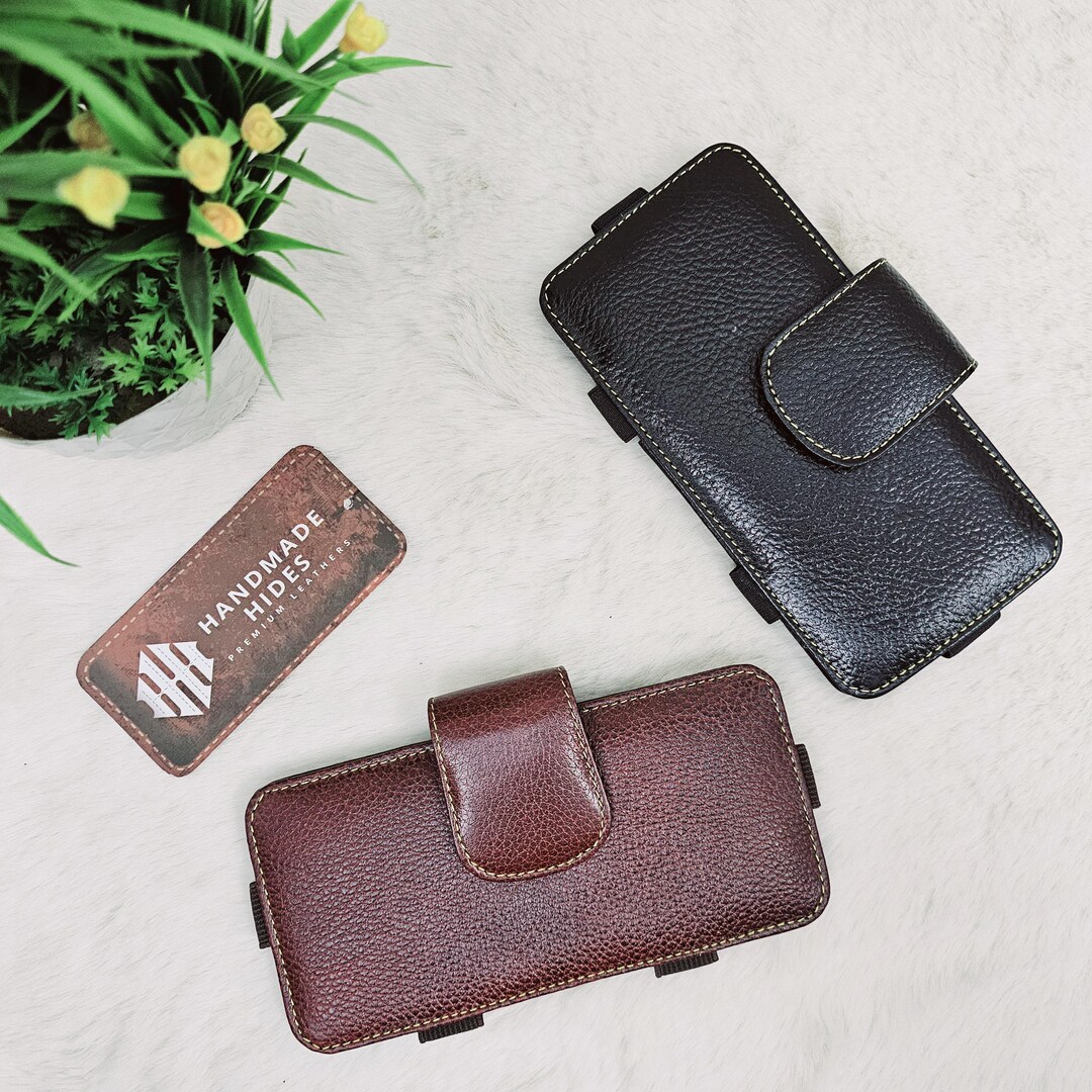 Premium Genuine Leather Phone Holster With Belt Clip & Loops | Handmade ...