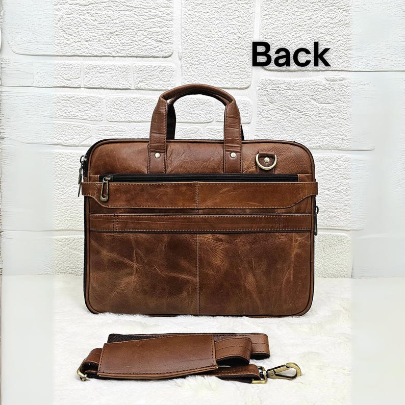 Brown Leather Laptop Bag for Men Handmade Full-grain Briefcase, Leather ...