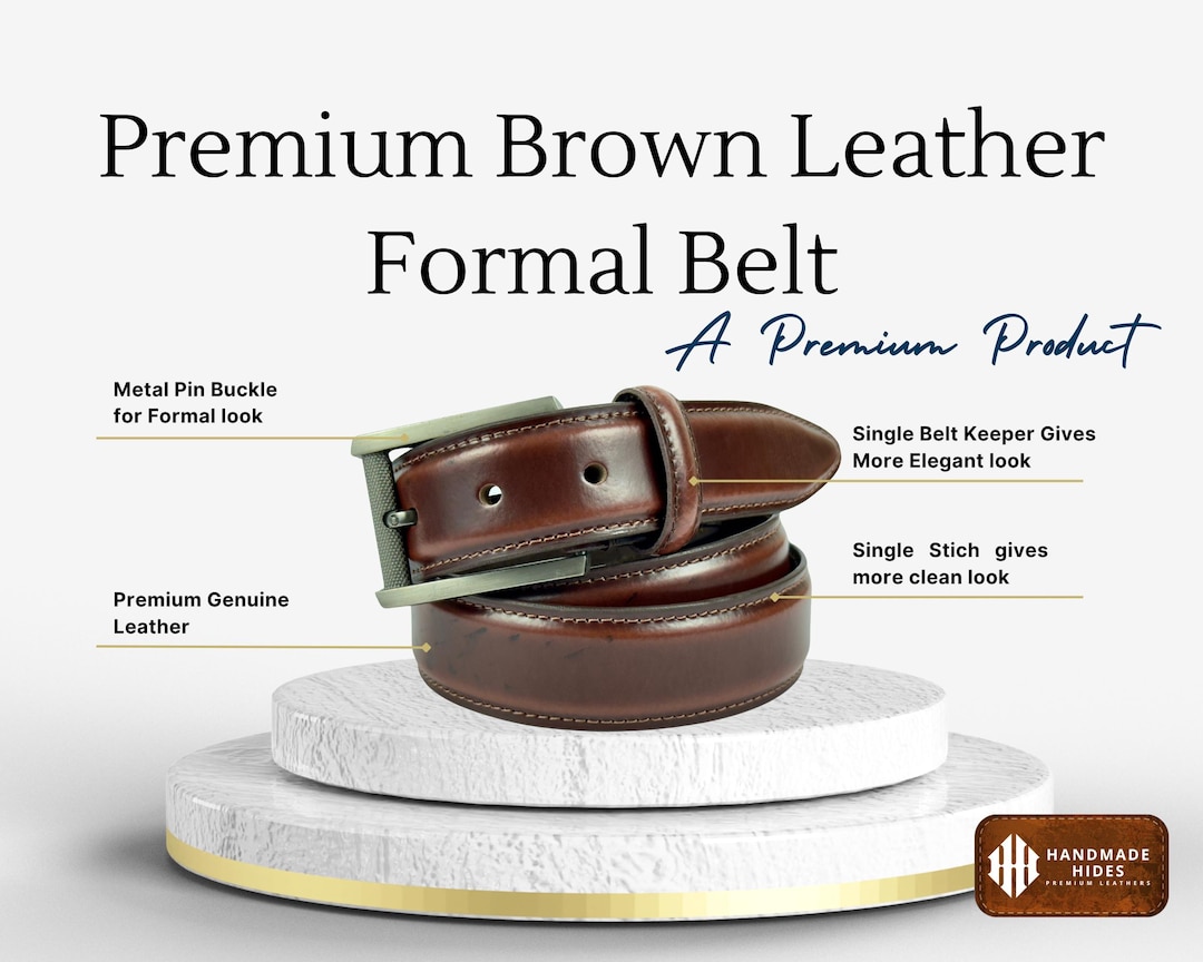 Elegant Brown Leather Formal Belt for Men – Premium Quality, Metal Pin ...