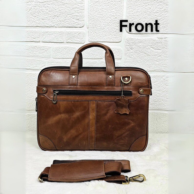 Brown Leather Laptop Bag for Men Handmade Full-grain Briefcase, Leather ...