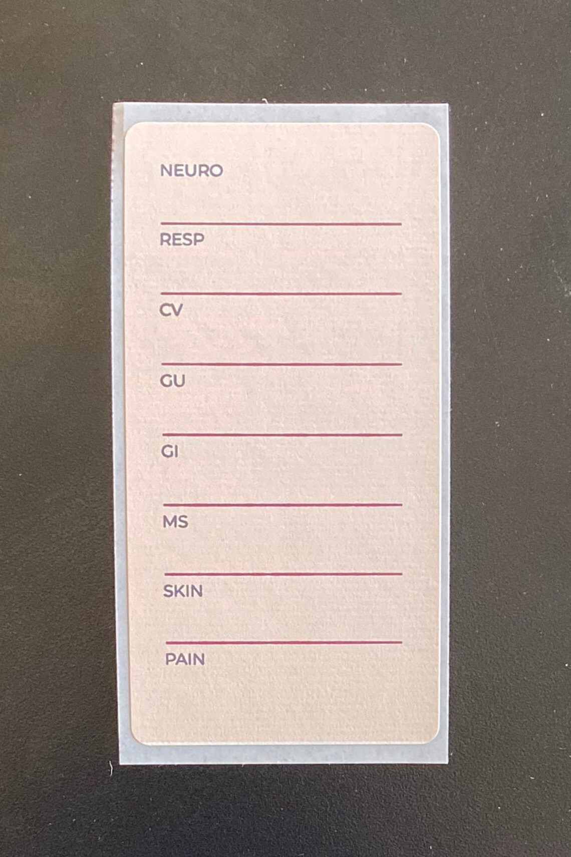 Assessment Sticker Head to Toe Report Sheet ER, Acute Care, Nurse ...