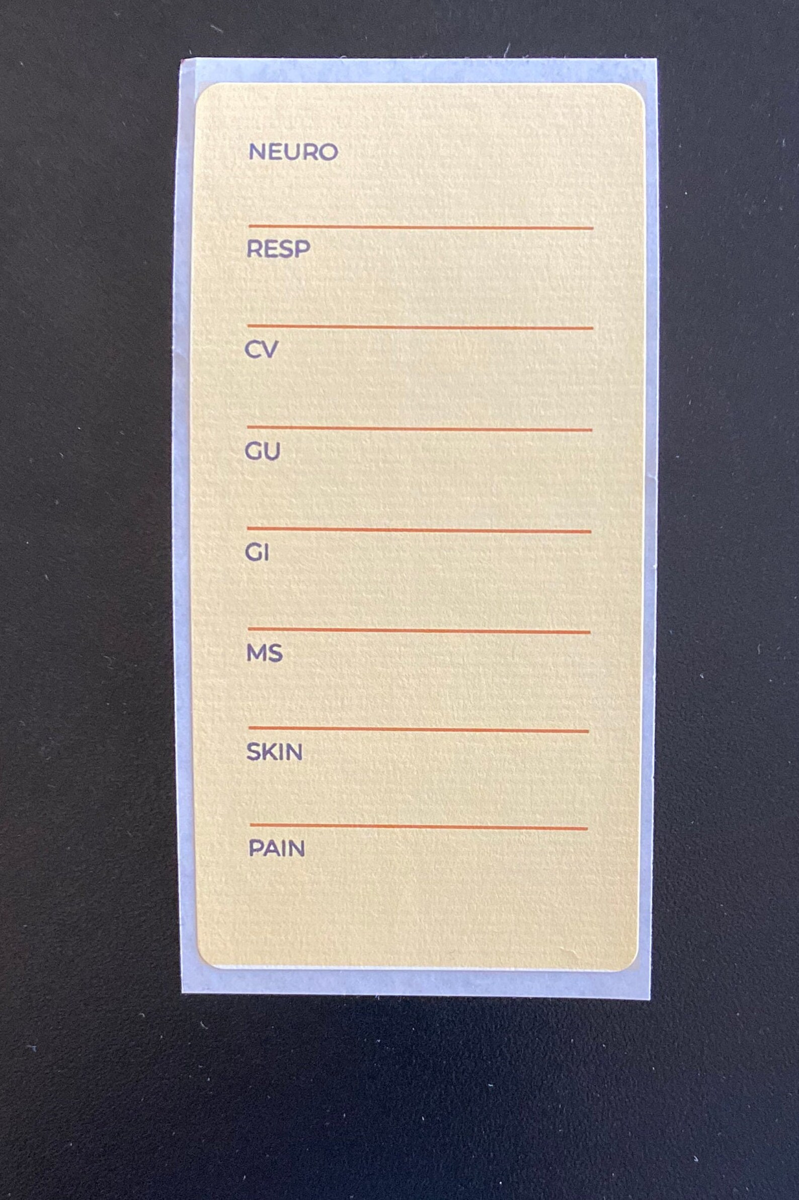 Assessment Sticker Head to Toe Report Sheet ER, Acute Care, Nurse ...