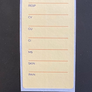 Assessment Sticker Head to Toe Report Sheet ER, Acute Care, Nurse ...