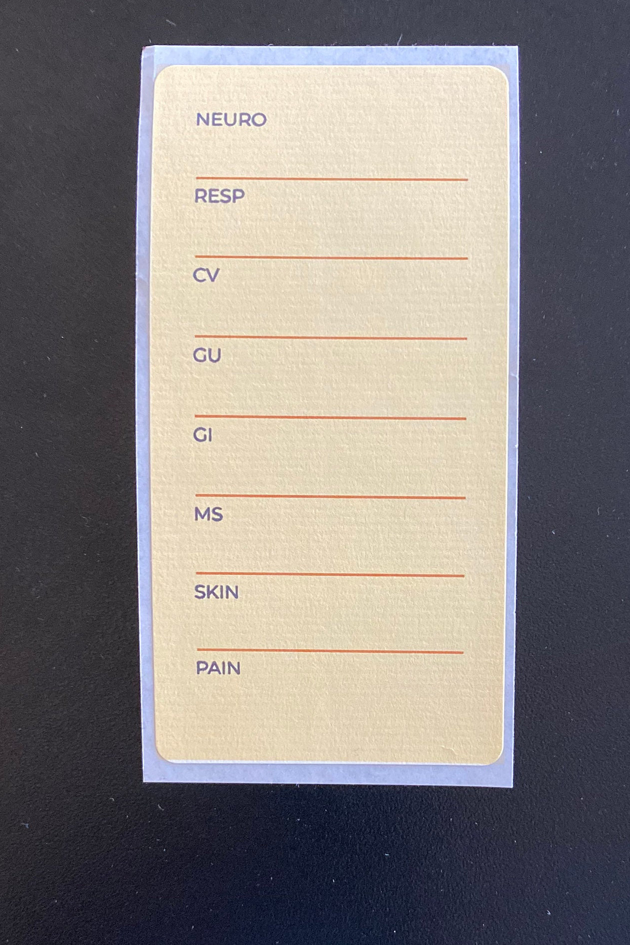 Assessment Sticker Head to Toe Report Sheet ER, Acute Care, Nurse ...