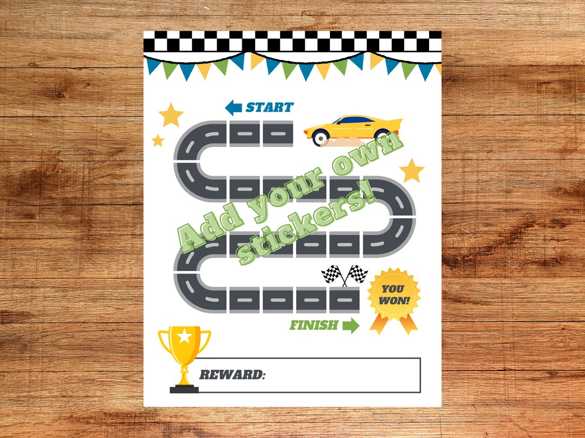 Racecar Reward Chart | Potty Training Reward Chart | Printable Reward ...