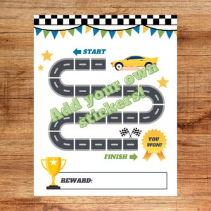 Racecar Reward Chart | Potty Training Reward Chart | Printable Reward ...