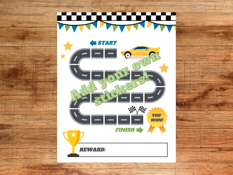 Racecar Reward Chart | Potty Training Reward Chart | Printable Reward ...