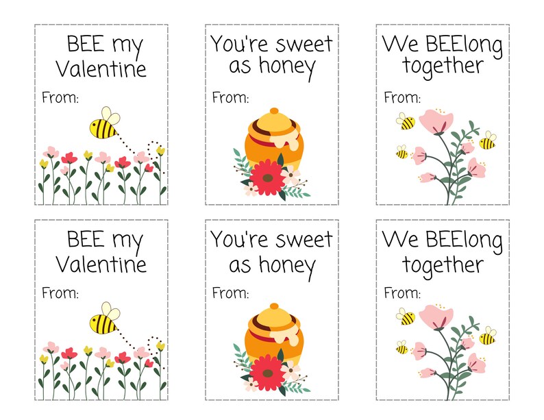 Honey Bee Valentine Cards | Bee, Honey, Wildflowers Valentines ...