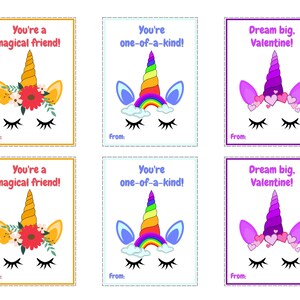 Unicorn Valentine Cards | Printable Valentine's Day Cards for Kids ...