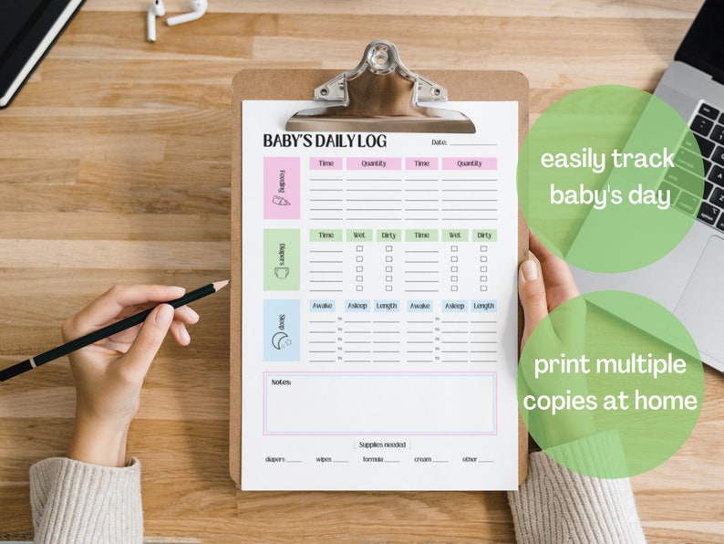 Babys Daily Log Printable Baby Feeding Log Caregiver - Etsy