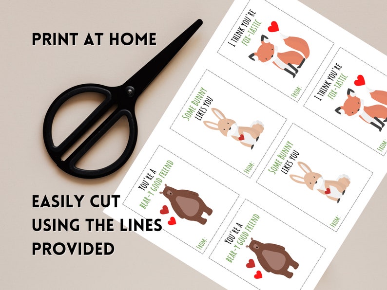 Woodland Animals Valentine Cards | Bear, Bunny, and Fox Valentines ...