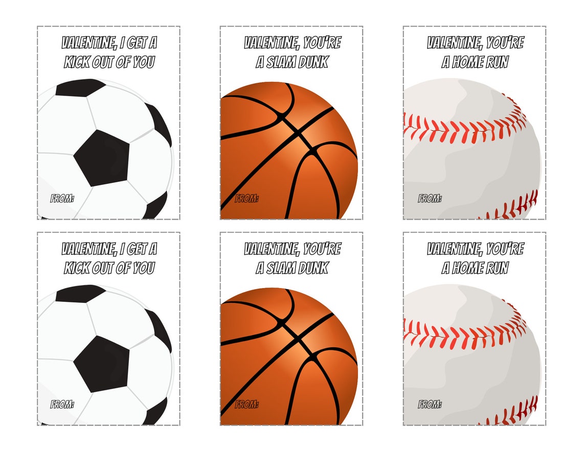 Sport Valentine Cards | Printable Sport Valentine's Day Cards for Kids ...