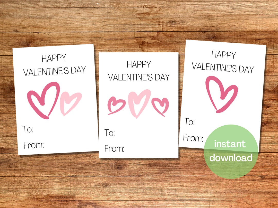 Minimalist Heart Valentine Cards | Simple Pink Heart Valentines ...
