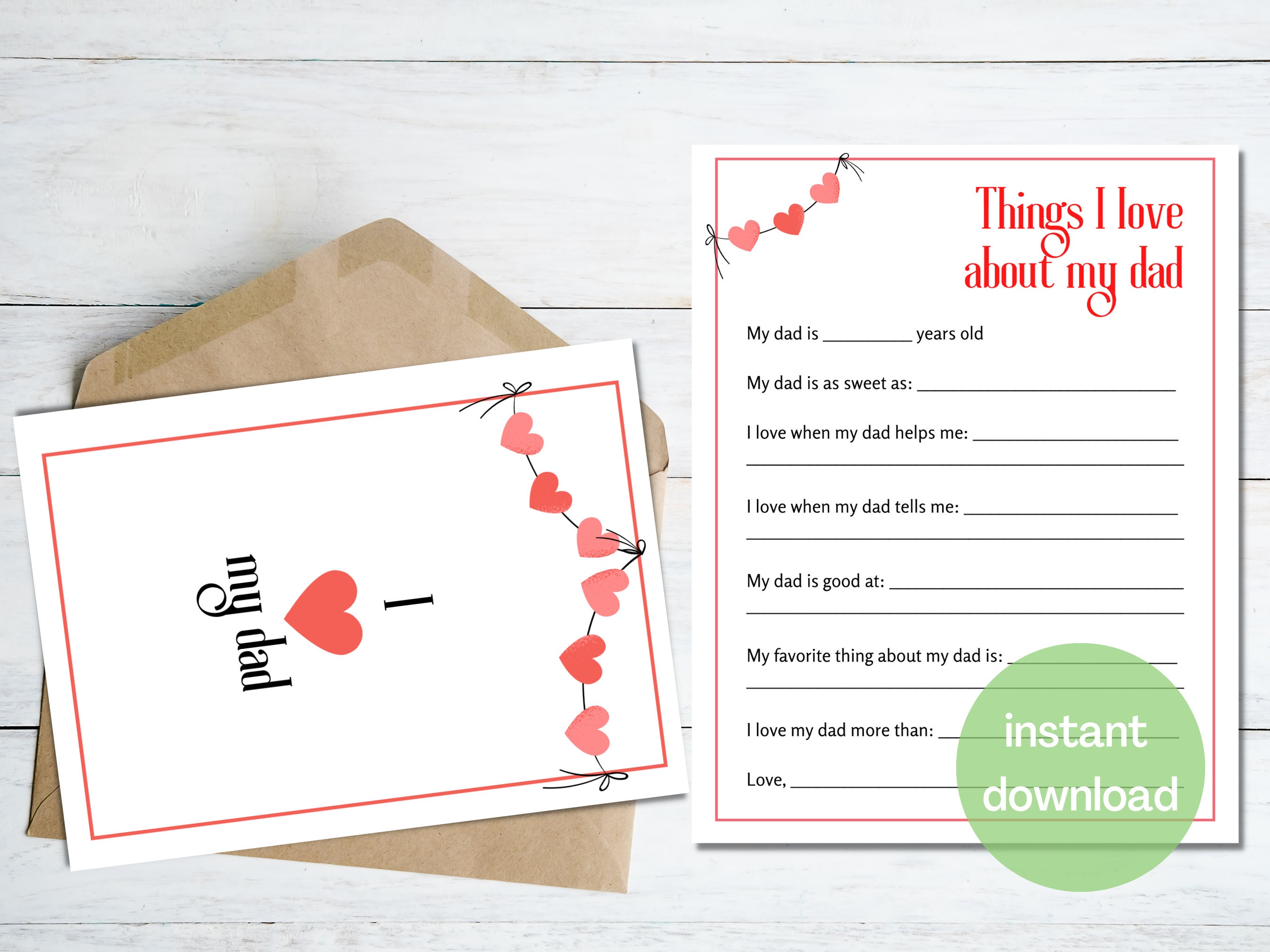 Dad Valentine Gift Bundle | Dad Valentine Card Printable | Things I ...
