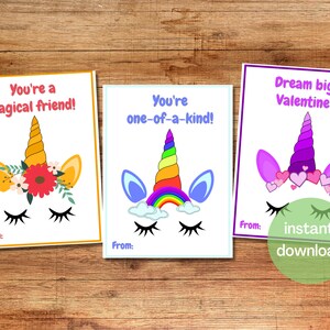 Unicorn Valentine Cards | Printable Valentine's Day Cards for Kids ...
