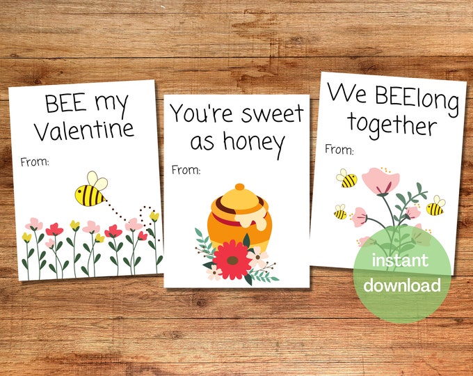 Printable Bee Valentine's Day Cards – Vintage Style (PDF) - Etsy Canada