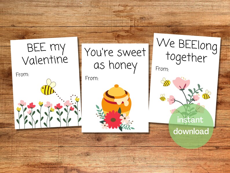 Honey Bee Valentine Cards | Bee, Honey, Wildflowers Valentines ...