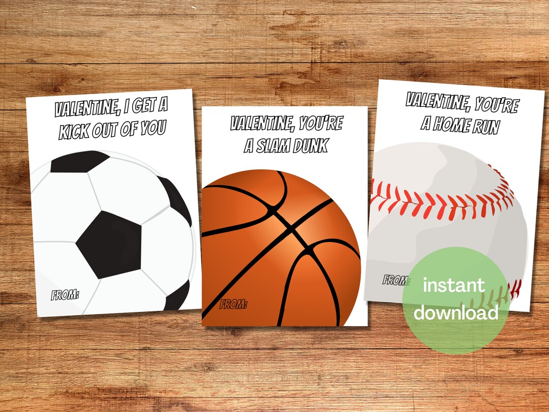 Sport Valentine Cards | Printable Sport Valentine's Day Cards for Kids ...
