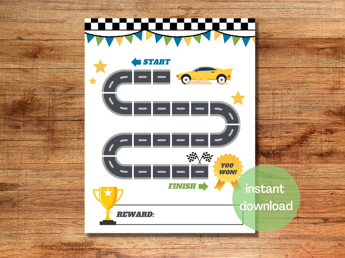 Racecar Reward Chart | Potty Training Reward Chart | Printable Reward ...