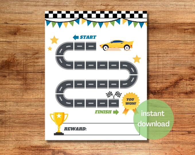 Racecar Reward Chart, Reward Chart Cars, Printable, Printable Racing ...