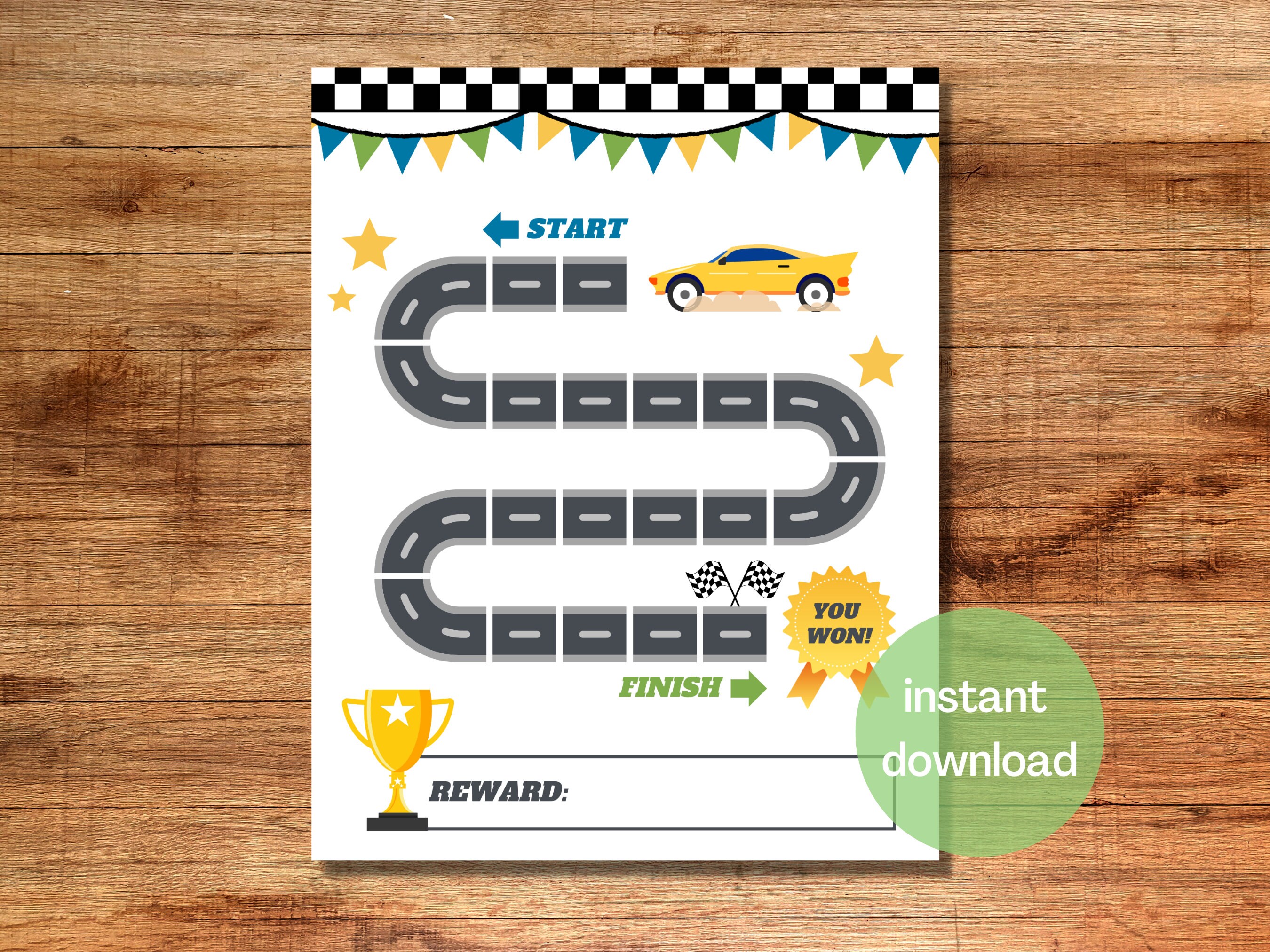 Racecar Reward Chart | Potty Training Reward Chart | Printable Reward ...