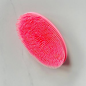 Pink Body Scrubber Silicone Bath Sponge Shower Body Scrubber ...