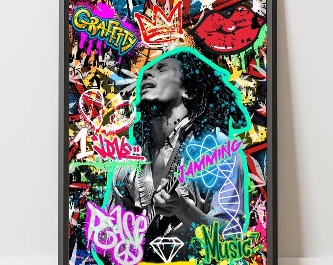 Bob Marley Poster With Signature Reggae Art Print Jamaican Music Wall ...