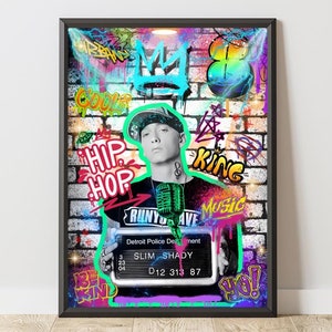 Eminem Graffiti Wall Art, Eminem Poster, Hip Hop Art Print, Iconic Rap ...