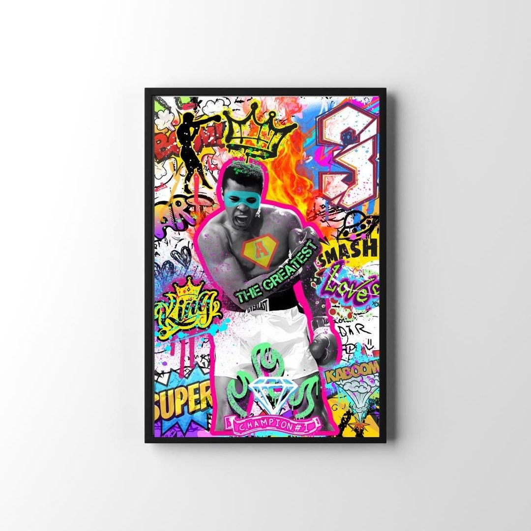 Muhammad Ali Graffiti Wall Art, Muhammad Ali Street Art Print, Iconic ...