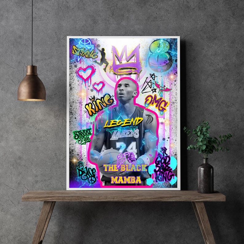 Kobe Bryant Graffiti Wall Art, Kobe Bryant Art Print, Kobe Bryant ...
