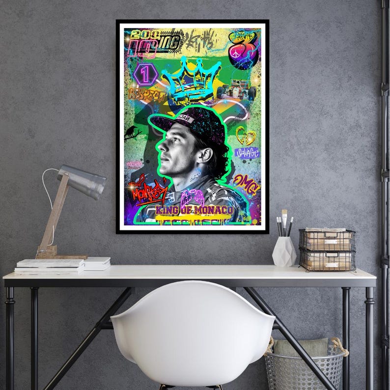 Ayrton Senna Graffiti Art Print, Formula 1 Street Art Poster, F1 Legend ...