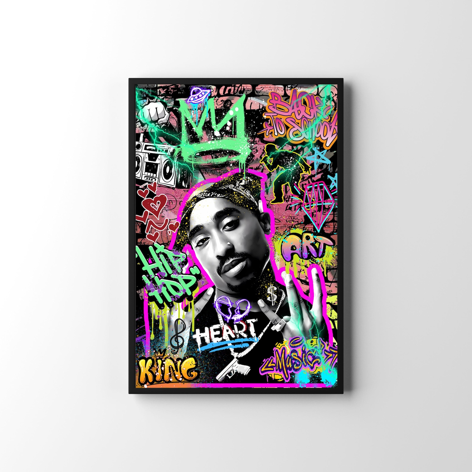 Tupac Shakur Graffiti Wall Art, Tupac Poster, Hip Hop Art Print, Iconic ...