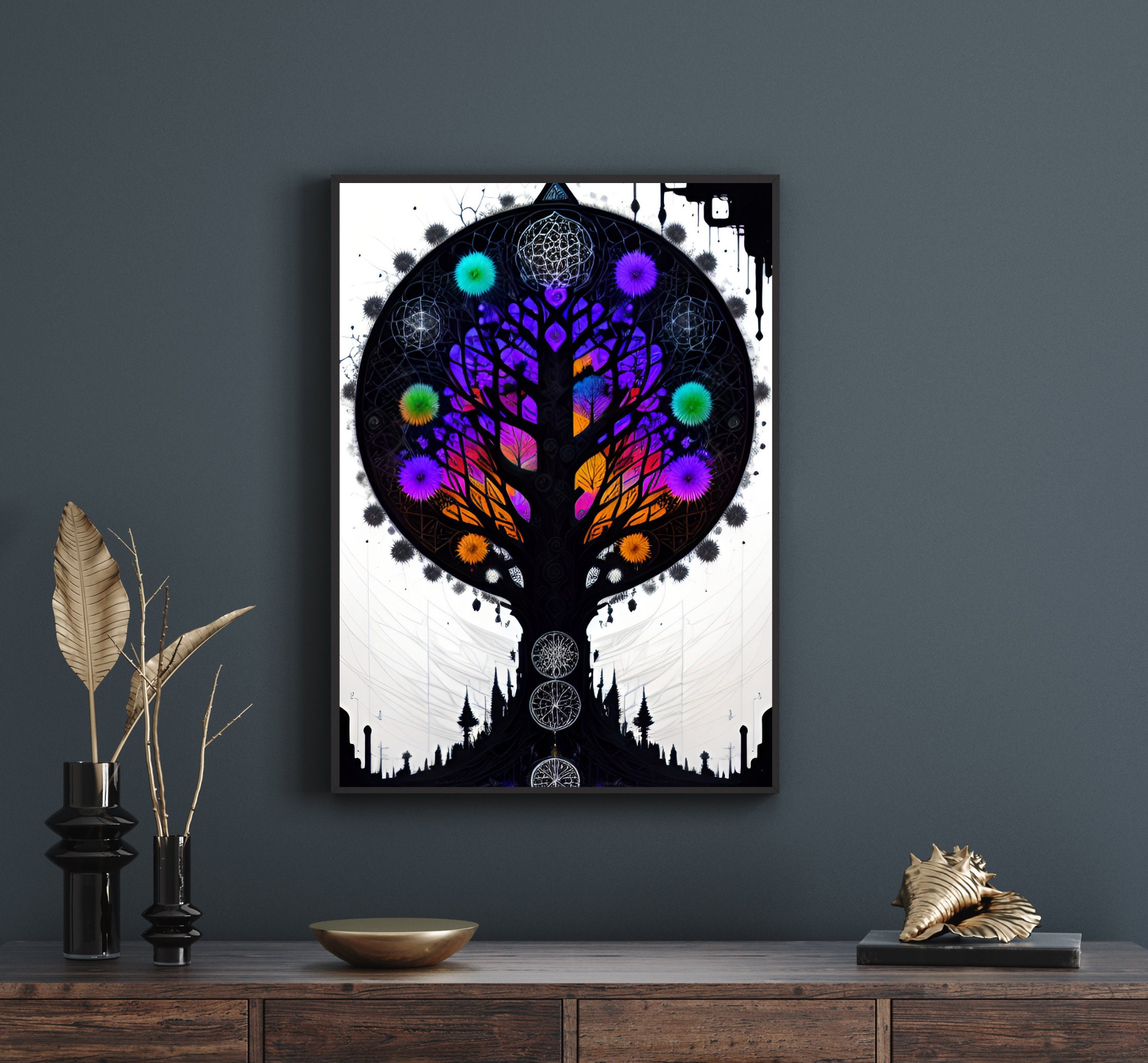 Japanese Tree of Life Japanese Landscape Art Digital Art - Etsy